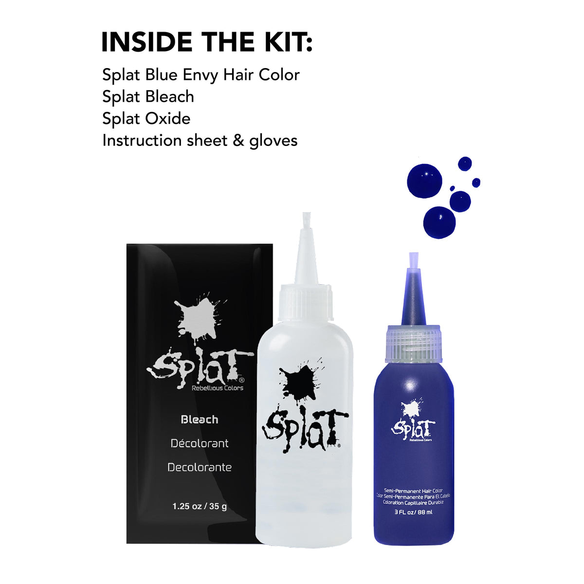 Blue Envy: Deep Blue Semi-Permanent Hair Dye Kit | Splat Hair Color