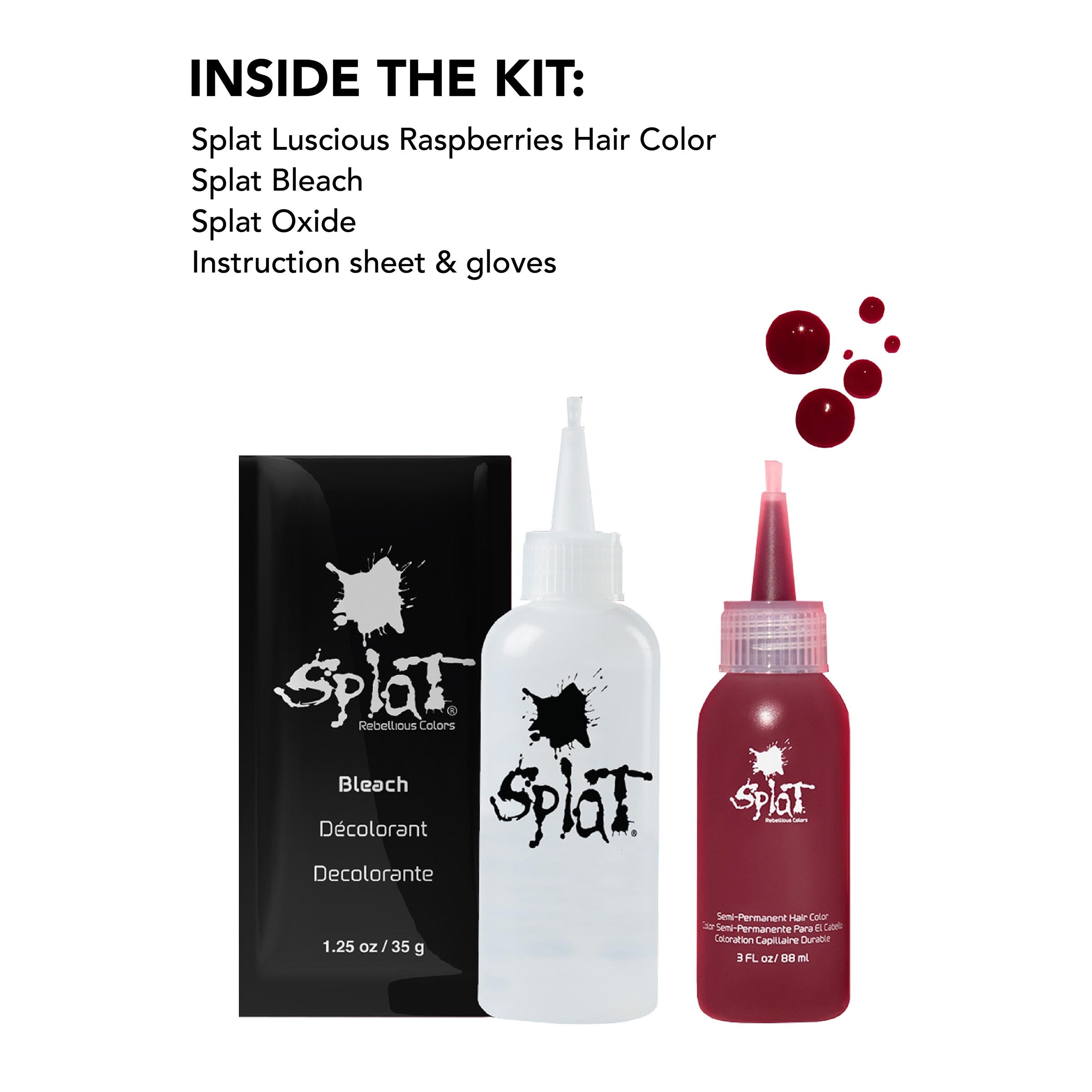 Luscious Raspberries: Raspberry Red Semi-Permanent Hair Dye Kit | Splat ...