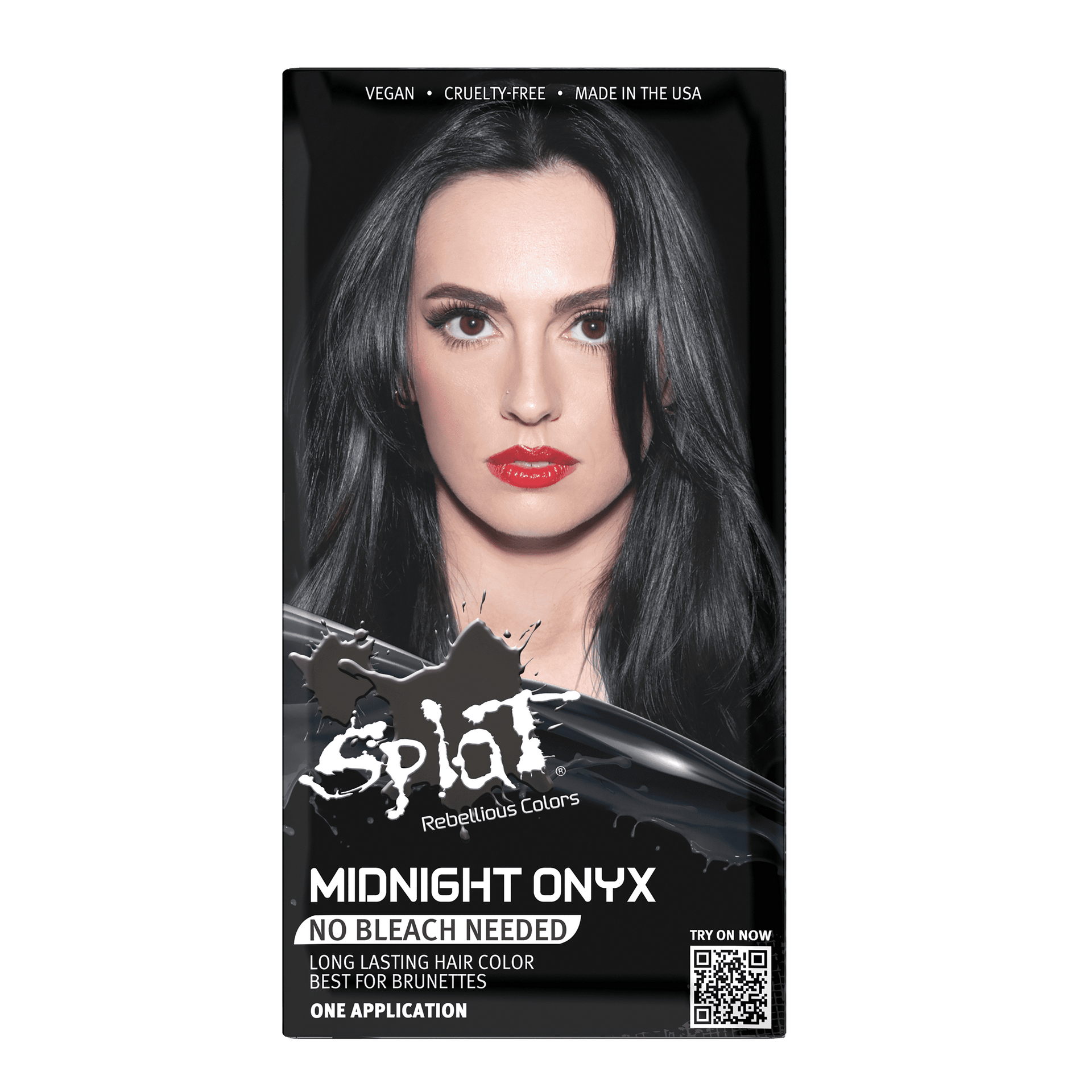 Midnight Onyx: No Bleach Black Semi-Permanent Hair Dye | Splat Hair Color