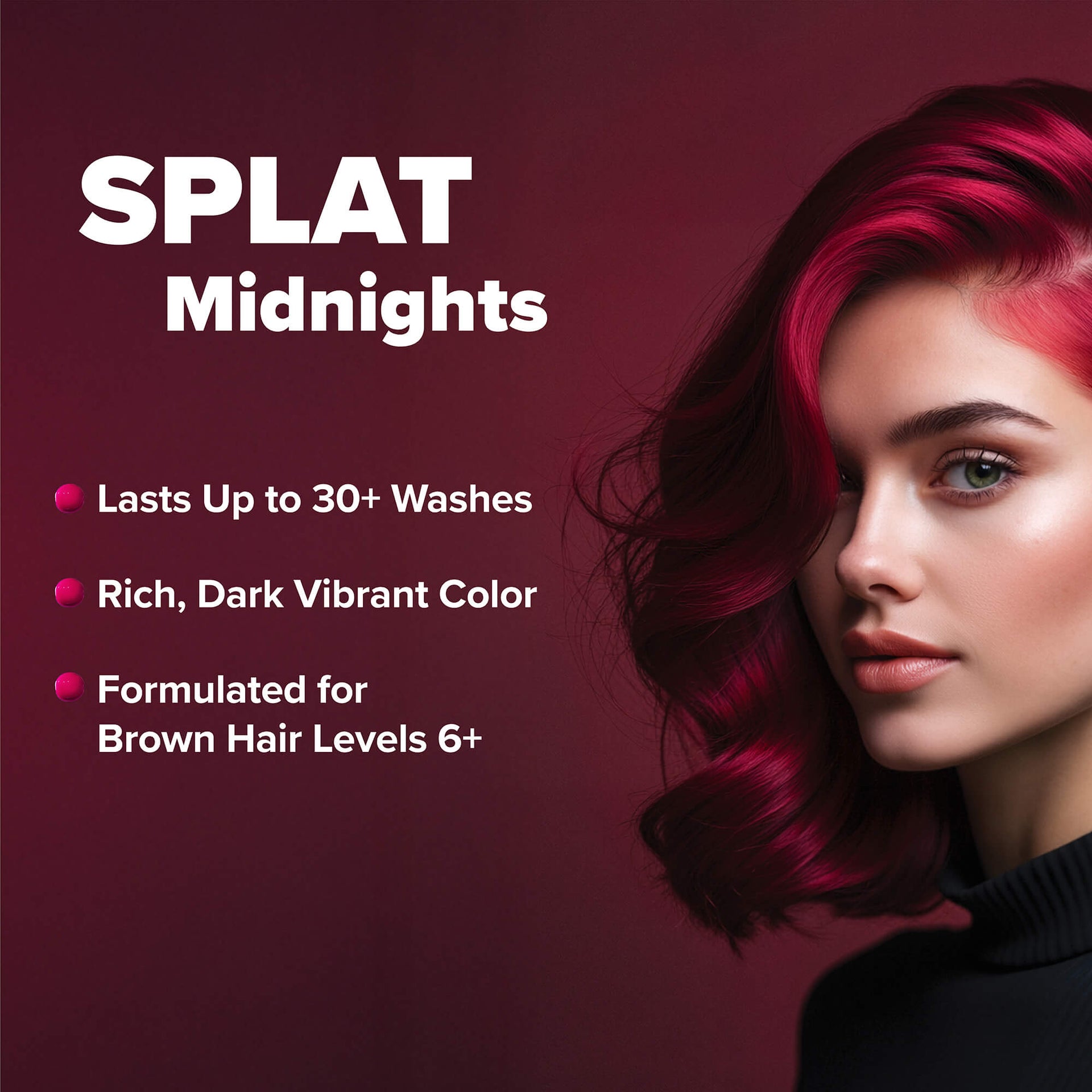 Midnight Ruby: No Bleach Dark Red Hair Dye for Brunettes | Splat Hair Color
