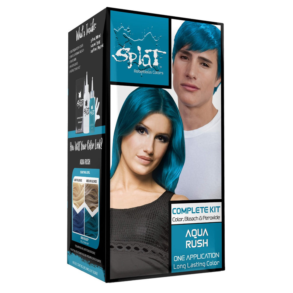 Aqua Rush: Aqua Blue Semi-Permanent Hair Dye Kit | Splat Hair Color