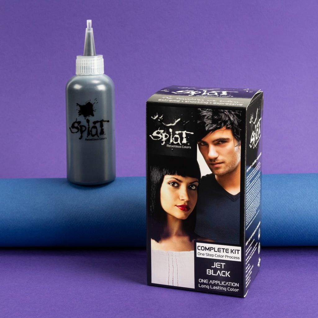 Jet Black: No Bleach Black Permanent Hair Dye Complete Kit | Splat Hair ...